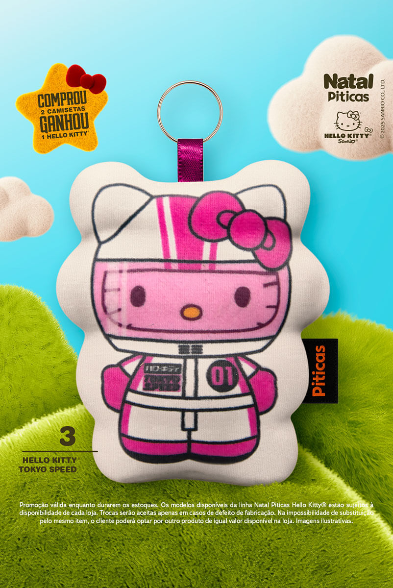 Chaveiro de Tecido Hello Kitty Tokyo Speed
